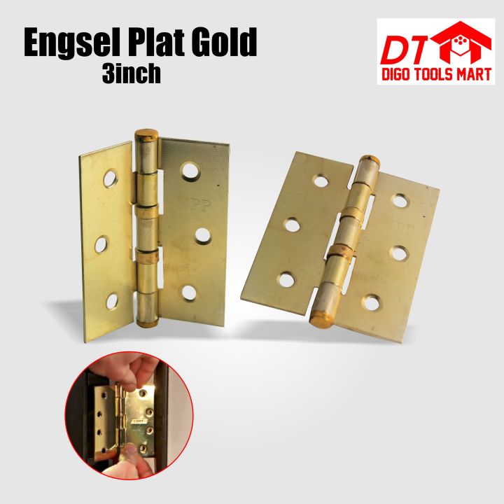 Engsel Plat Kuning Gold 3 Inci Engsel Pintu Jendela | Lazada Indonesia