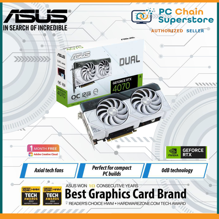ASUS Dual RTX 4070 OC White Edition 12GB GDDR6X Graphics Card (DUAL ...