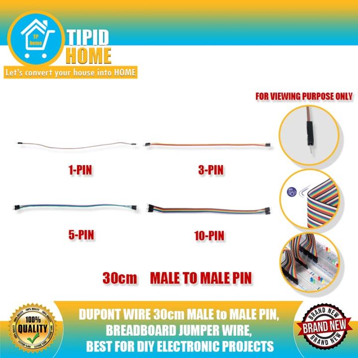 DUPONT WIRE 30cm MALE to MALE PIN, BREADBOARD JUMPER WIRE, BEST FOR DIY ...