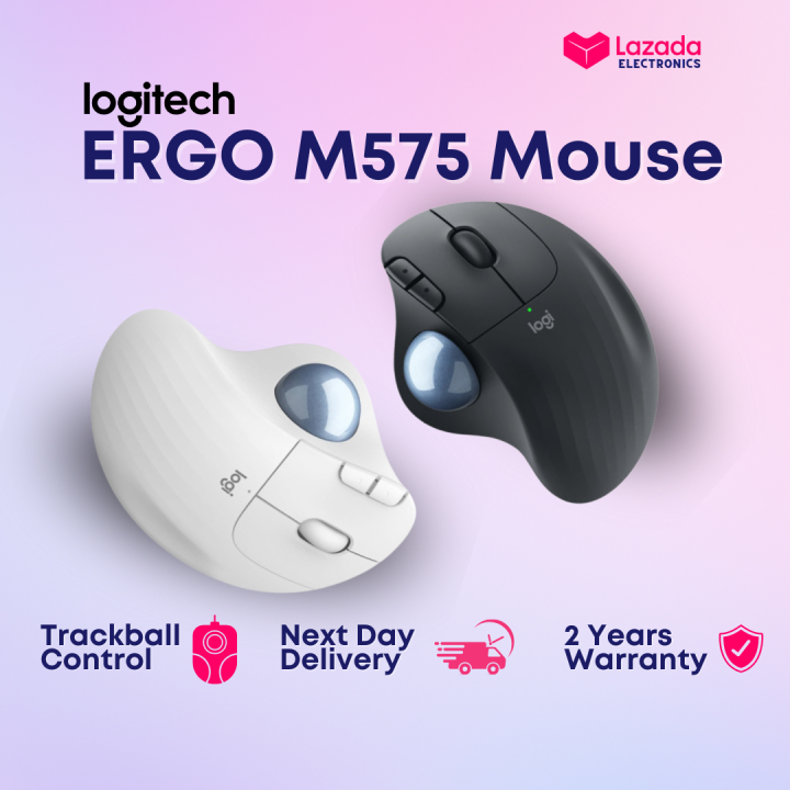 Logitech ERGO M575 Wireless Trackball Mouse: Ergonomic Thumb Control ...