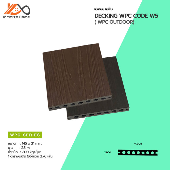 พื้นไม้เทียม INFINITEHOME WPC CODE W5 ใช้งานภายนอก แข็งแรง ทนทาน | Lazada.co.th