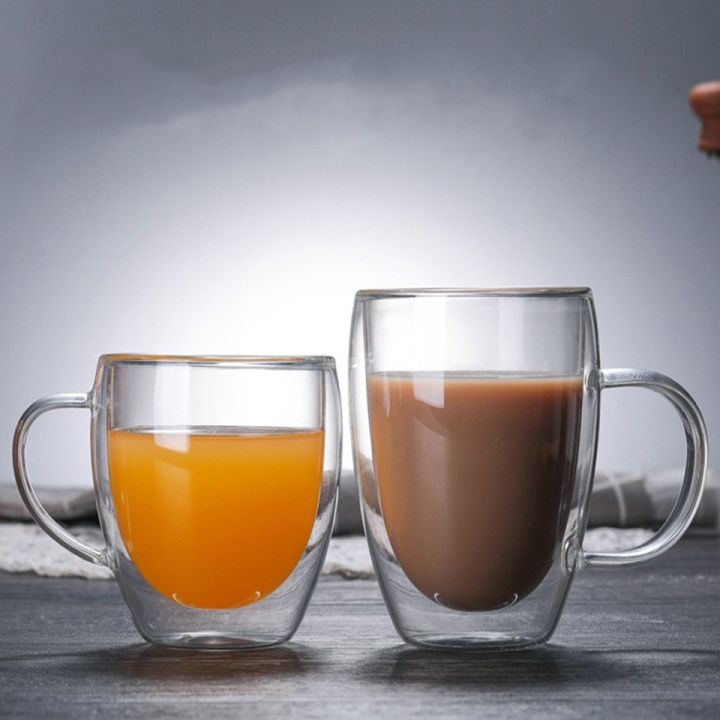 2 Layer Mug Double Wall acrylic cup Heat Resistant Drinkware Clear ...