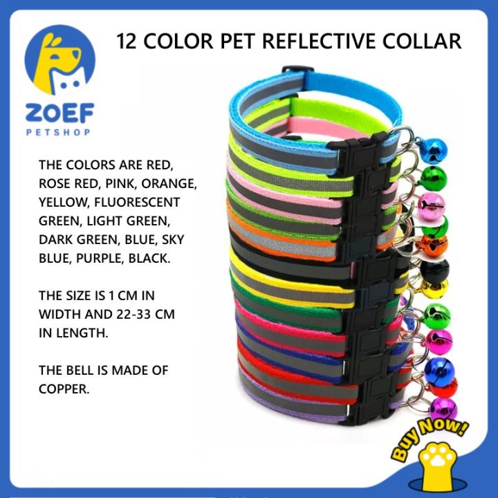 ZOEF Reflective Pet Bell Collar For Dogs Cats Adjustable Durable Poly ...