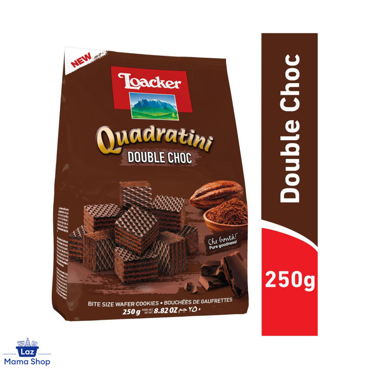 Loacker Quadratini Biscuit and Wafer Cookies - Double Chocolate Crispy ...