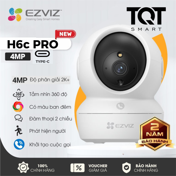 Camera Wifi Ezviz H6C PRO 2K 4MP Trong nhà - Đàm Thoại 2 Chiều - Có Màu ...