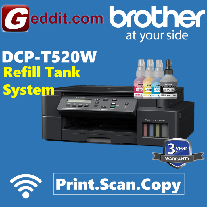 BROTHER DCP-T520W / DCP-T530W (DUPLEX) Refill Tank System 3-in-One Color Printer (Print/Scan ...