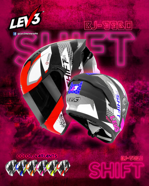 Lev3® FullFace Dual Visor BJ-9960 Shift Motorcycle Helmet | Lazada PH
