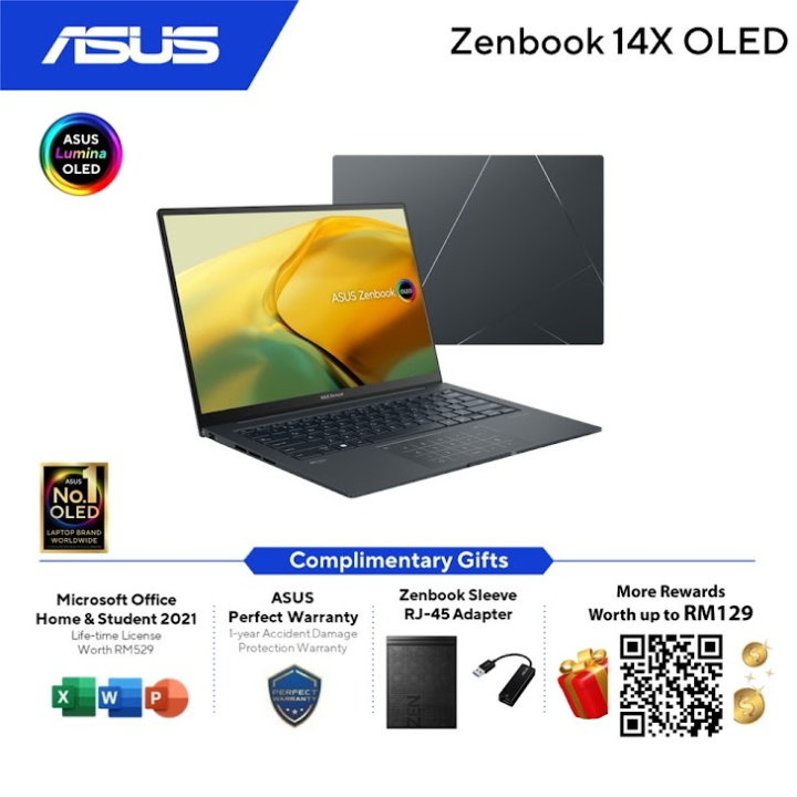 Asus Zenbook 14X OLED UX3404V-CM9087WS/CM9088WS (Inkwell Grey/Sandstone ...