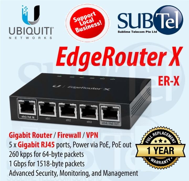 ER-X Ubiquiti Edge Router X 5 Port EdgeRouter Gigabit POE UBNT UISP ...