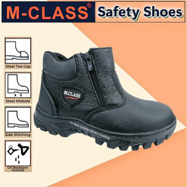 SAFETY SHOES / SAFETY BOOTS ZIP ON Mid Cut Steel Toe Cap READY STOCK ...