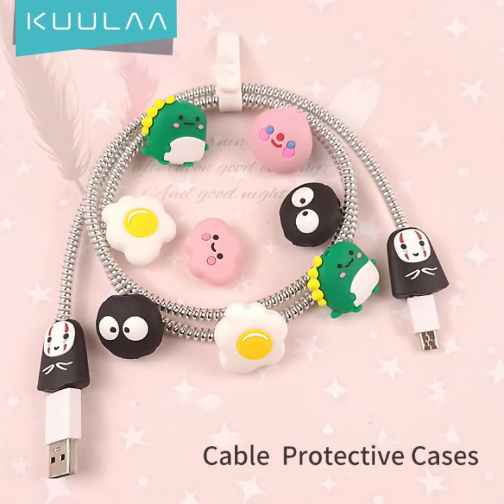 KUULAA Kawaii Cute Animal Cartoon Cable Protector Bite Winder Organizer USB Charging Cable ...