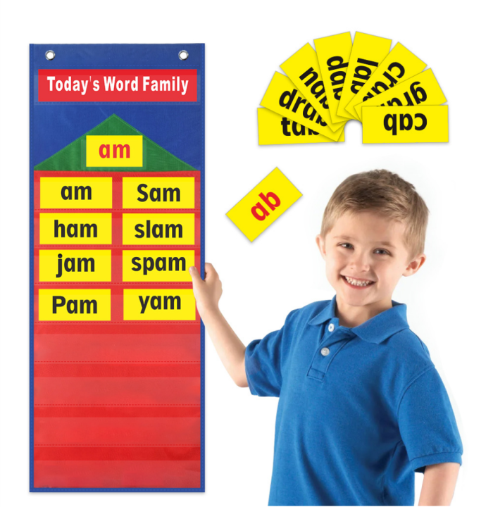 (227 Cards) Word Family Pocket Chart Phonics and Word Building Pocket ...
