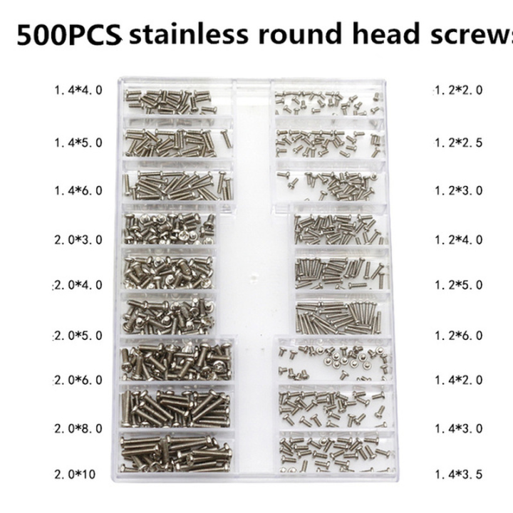 500Pcs/Set 18 Types Mini Screw Nuts DIY Kit Assemble Repair Screws ...