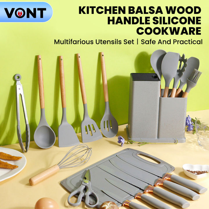 VONT High Quality Cooking Utensils Non Stick Silicone Kitchenware with ...
