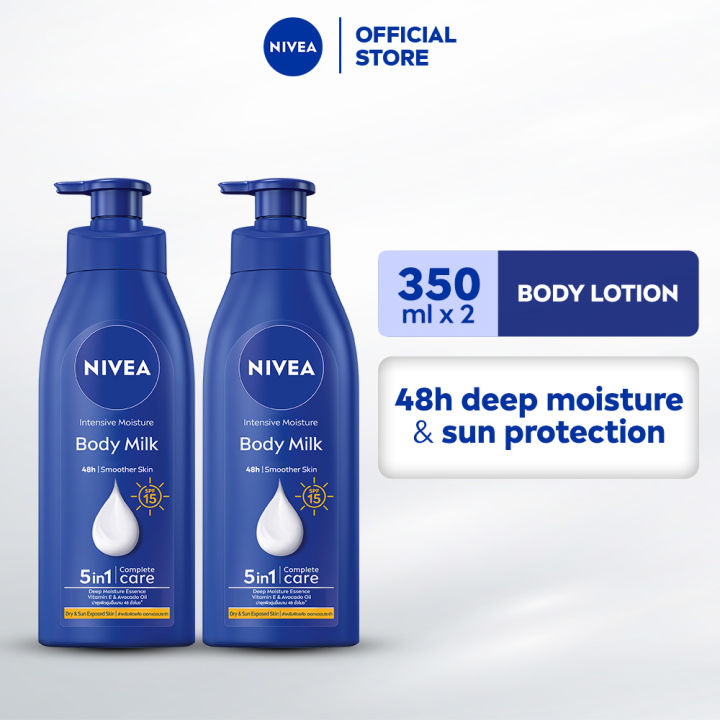 PACK OF 2 NIVEA Body Lotion Intensive Moisture Body Milk with SPF15, 350ml | Lazada PH