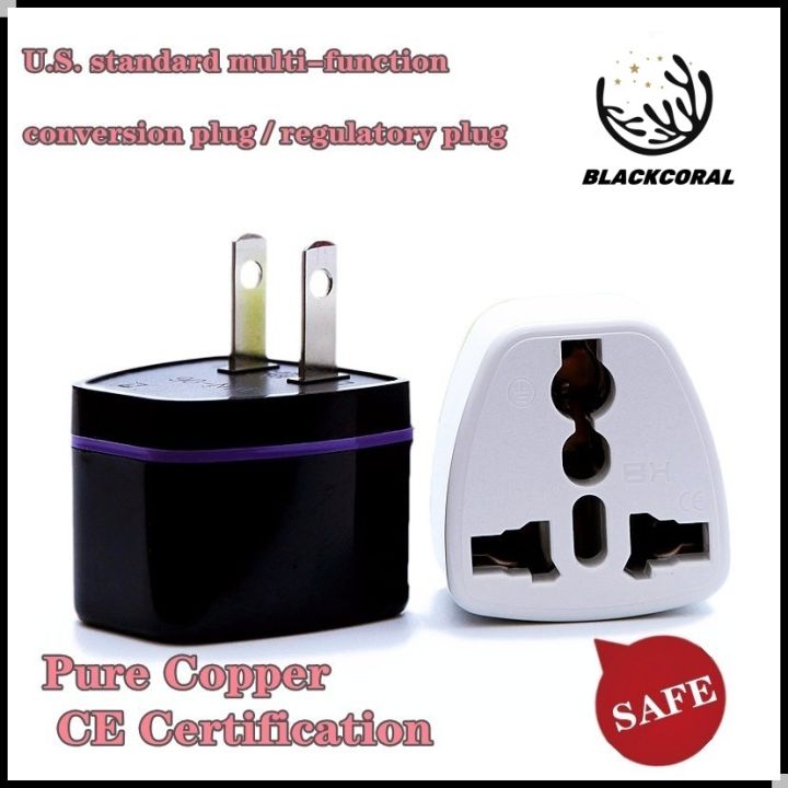 US 2-Pin Plug Power Adapter Conversion Plug American Plug Copper Safety ...