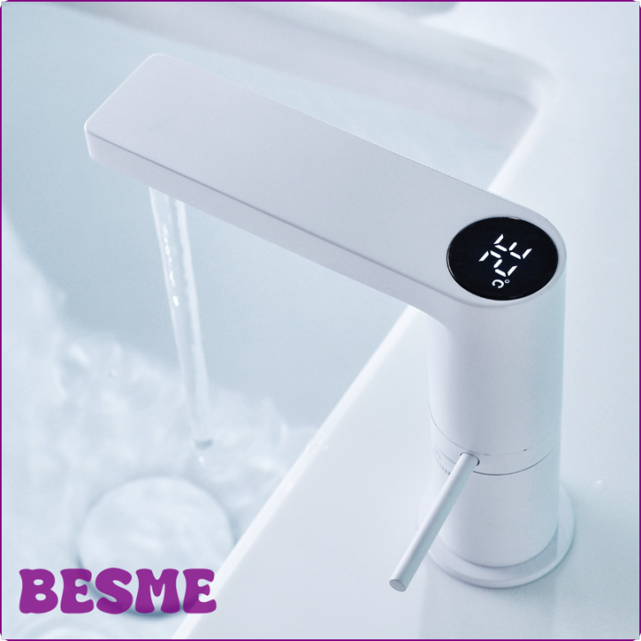 BESME เซ็นเซอร์วัดอุณหภูมิก๊อกน้ำดิจิทัล LED ในห้องน้ำ,ก๊อกก็อกน้ำอ่าง ...