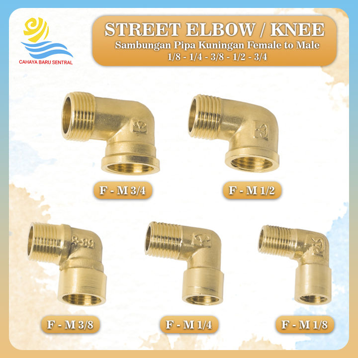ELBOW / Knee Nepel Kuningan Drat Luar 1/2" Fitting Drat Kuningan ...