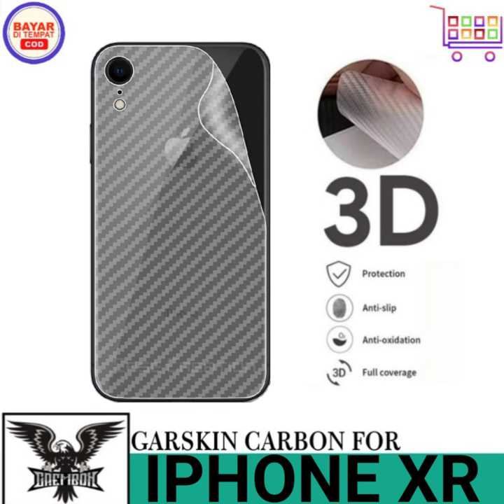 PROMO GARSKIN IPHONE XR SKIN HANDPHONE BODY BELAKANG CARBON 3D | Lazada ...
