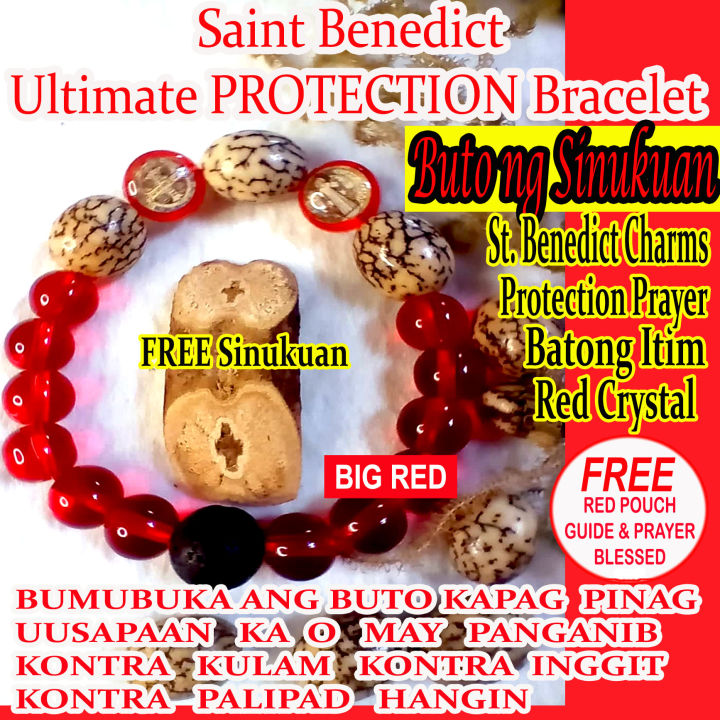 TRIPLE POWERFUL PROTECTION Bracelet San Benito Buto ng Sinukuan Batong ...