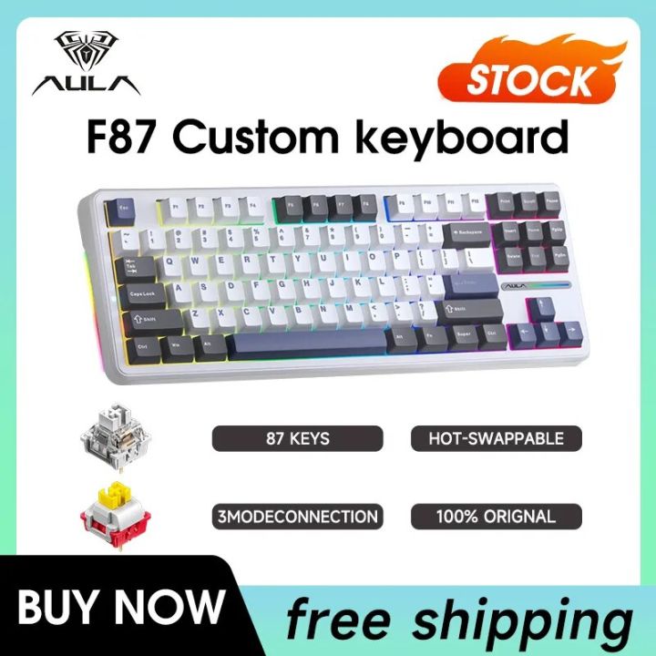 Aula F87 PRO Mechanical Keyboard 3 Mode 2.4G/USB/Bluetooth Tri Mode ...