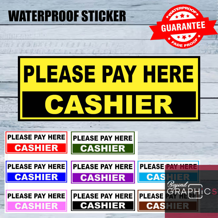 BG Cashier Pay Here Sign Sticker I PVCI Sintra Board (5 x 2.5 inches ...