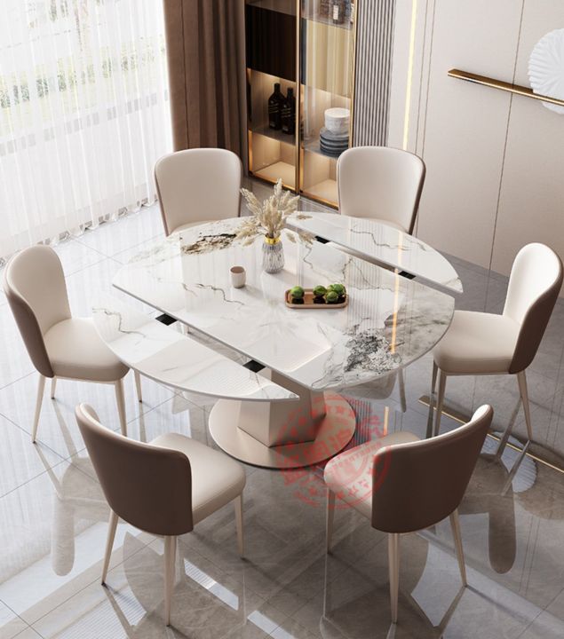 MZJ extendable foldable marble table round dining table, oval round ...
