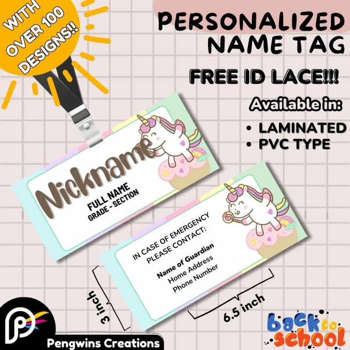 ANIMALS Designs - Customized PVC or LAMINATED School Name Tag for Kids ...