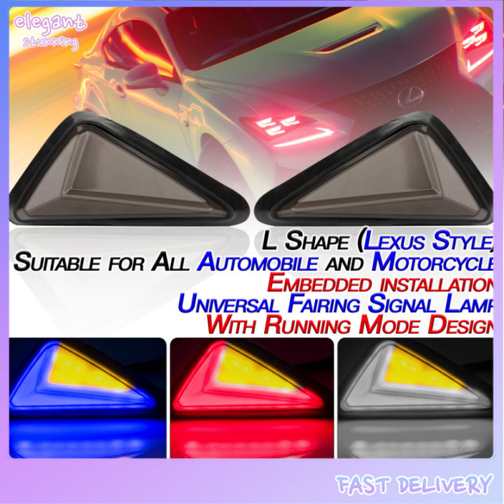 elegantstunning 1 Pair Motorcycle Embedded Installation L-shaped Light ...