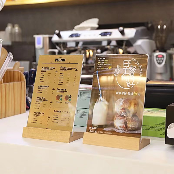 Restaurant desktop display billboard milk tea shop menu wooden stand ...