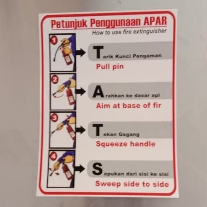 SIGN STICKER CARA PENGGUNAAN APAR UK 15X20CM K3 RAMBU SAFETY | Lazada ...