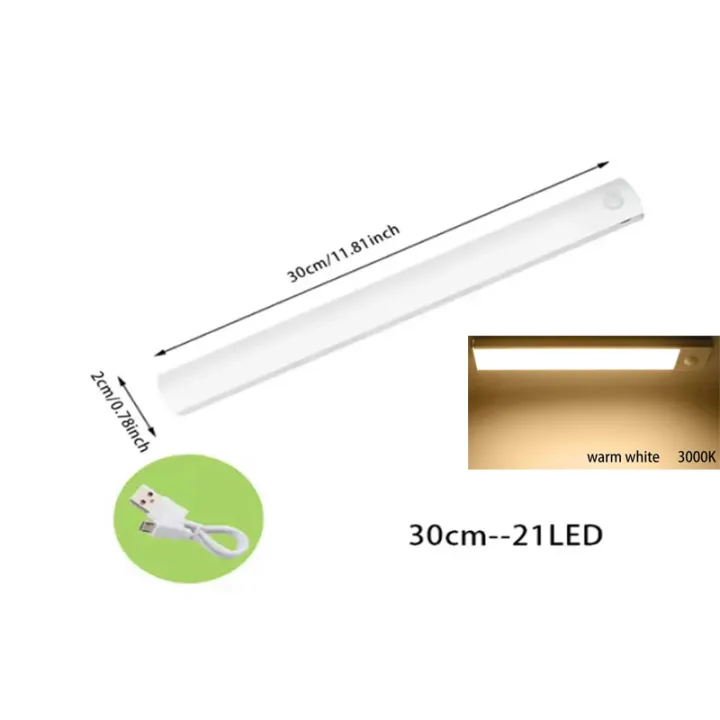 Motion Sensor LED Under Cabinet Lamp Dimmable Rechargeable PIR Night ...