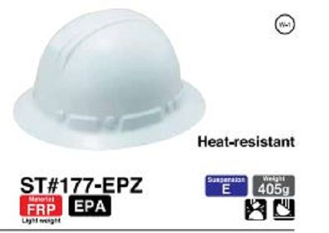 Tanizawa Fiber FRP Full Brim Safety Helmet (BOMBA Style) ST#177 White ...