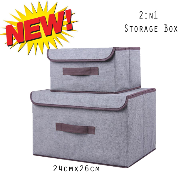 2 in 1 Foldable box organizers Large Handles toys Clothes Blankets ...