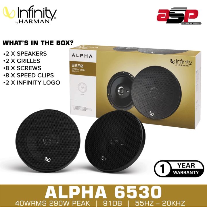 Infinity Alpha 6530 Component Car Speaker 6.5" Coax 3 Way 40W RMS 4ohms ...