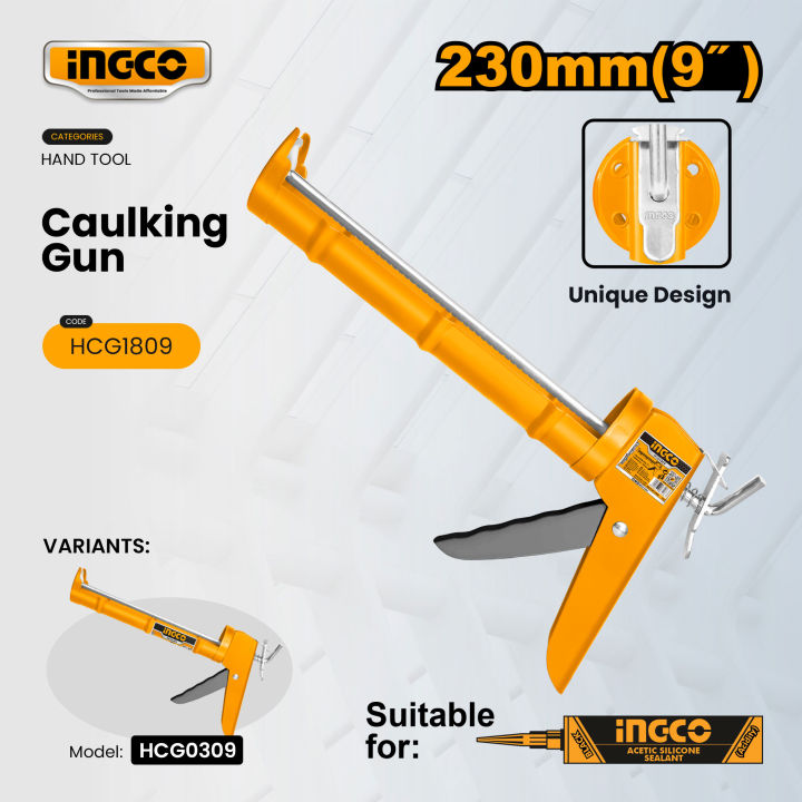 Ingco 9" Caulking Gun Iron Shank with Teeth Silicon Sealant Adhesive ...