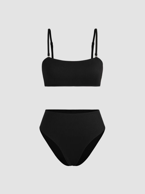 Cider Kpop Rib Solid Square Neck Bikini Swimsuit | Lazada PH