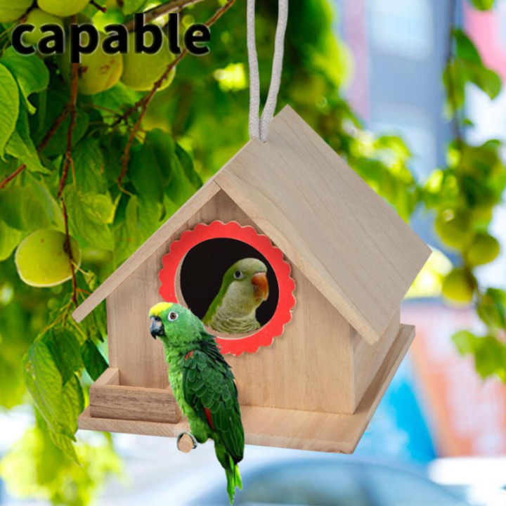 Wooden Birdhouse Small Outdoor Garden Parrot Bird Nest Wooden Bird ...