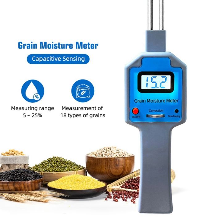 Digital Grain Moisture Meter Tester Moisture Testing Tool Measurable for 18 Type Grains for ...