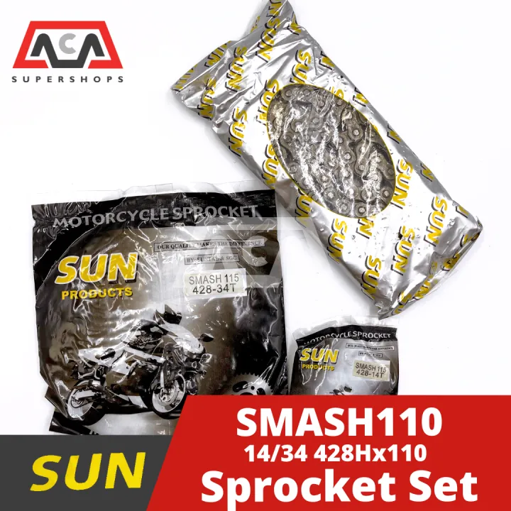 Sun Chain and Sprocket Set Suzuki SMASH 110/Smash115 (428H X 110, 14T ...