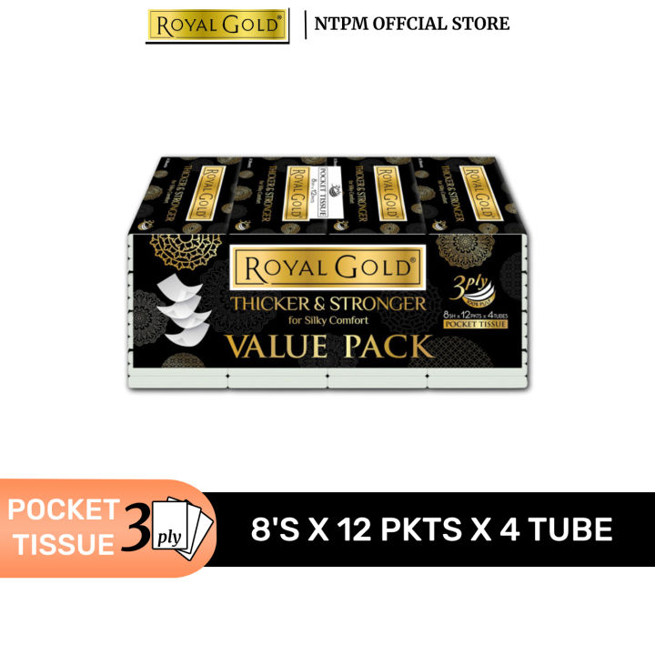 Royal Gold Luxurious Pocket Tissue (8's x 12 packets) x 4IN1 | Lazada