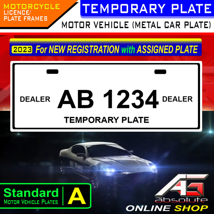 NEW - METAL Temporary Motor VEHICLE CAR - STANDARD PLATE NUMBER - CAR1 ...