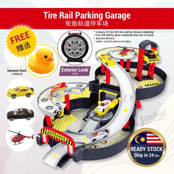 Tire Spiral Rail Track 2-Layer Parking Lot Garage Alloy Racing Cars ...