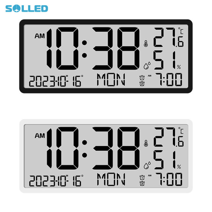 LED Digital Wall Clock Accurate Real-time Temperature Humidity Clocks ...