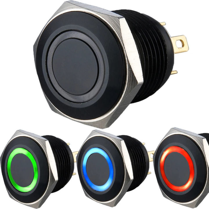 16mm 19mm Black RGB Color Ring Illuminated Push Button Switch (Common ...