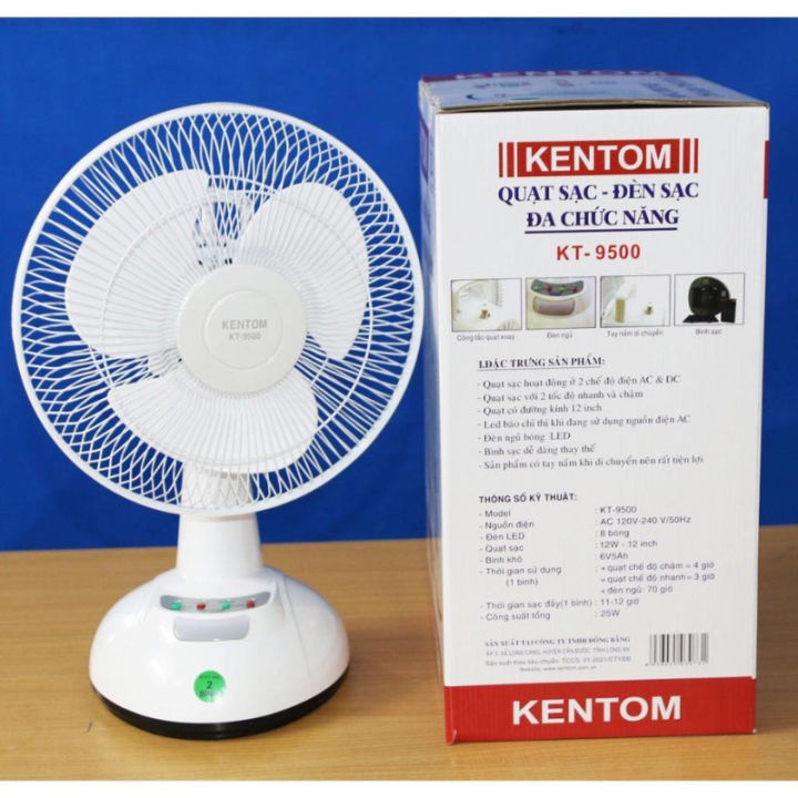 [Hàng Có Sẵn] Quạt Sạc Tích Điện Kentom 9500, Giao Tận Nhà Miễn Phí ...