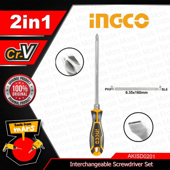 INGCO 2in1 Interchangeable Screwdriver Set AKISD0201 -TFM- IHT | Lazada PH
