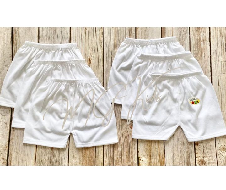 3 or 6 pcs DM Plain White Shorts for Baby 3 mos to 3 yrs old Cotton ...