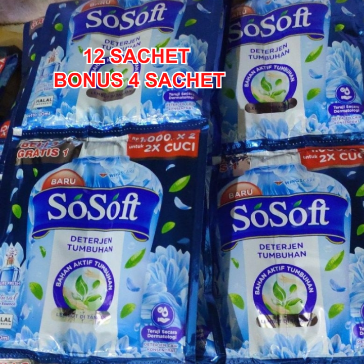 SOSOFT Detergent Cair 16 Sachet - SO SOFT Deterjen Renceng Isi 8x2 ...