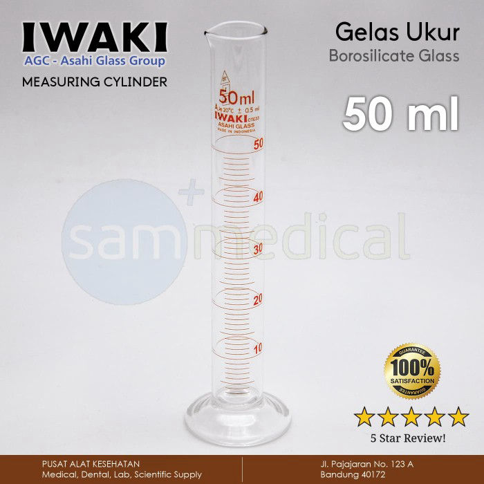IWAKI Gelas Ukur Measuring Cylinder Gelas Takar 50 ml | Lazada Indonesia